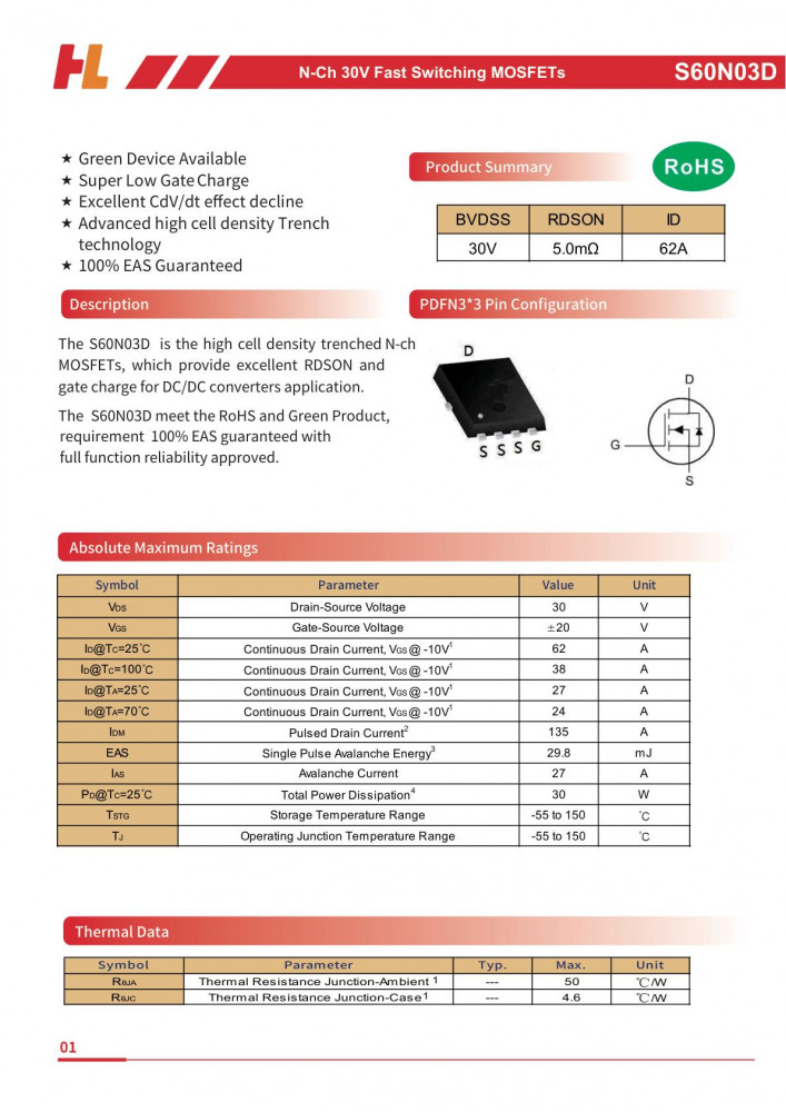 S60N03D datasheet page 1