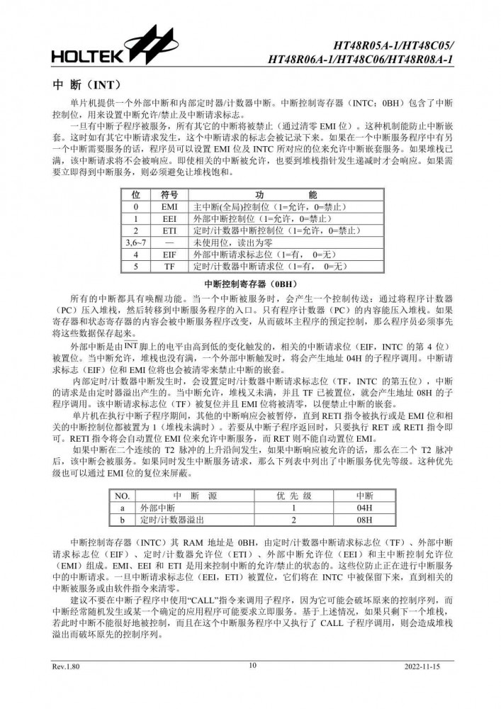 HT48R06A-1 datasheet page 10