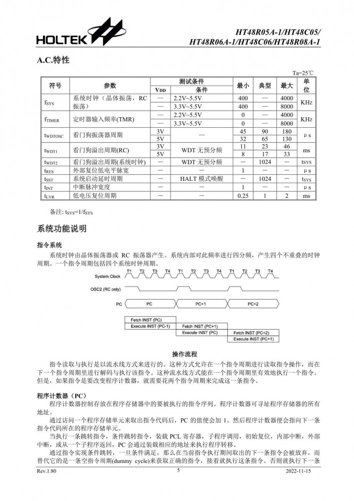 HT48R06A-1 datasheet page 5