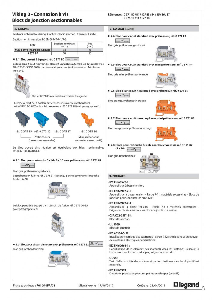 Legrand Viking 3 technical document, page 2