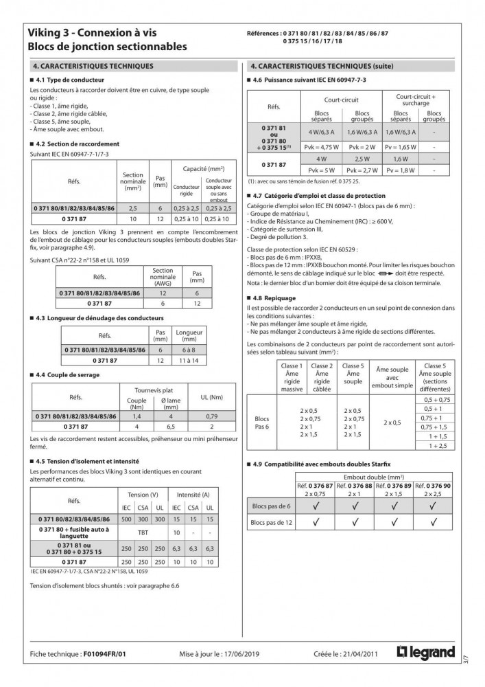 Legrand Viking 3 technical document, page 3