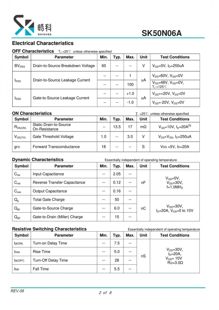 SK50N06A datasheet page 2