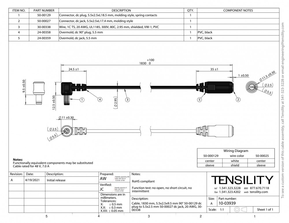 Tensility International 10-03939 product drawing