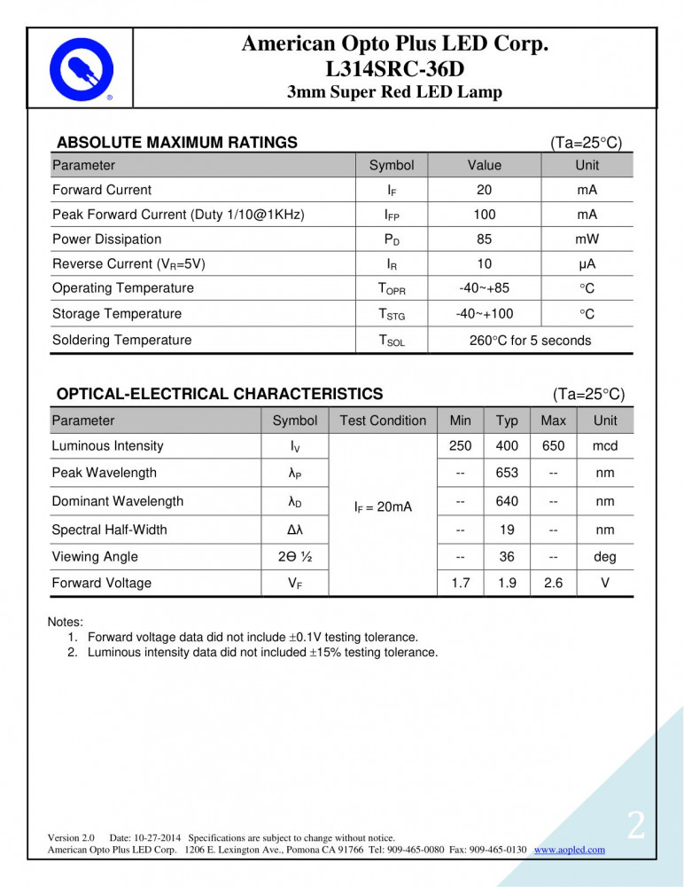 L314SRC-36D datasheet page 2