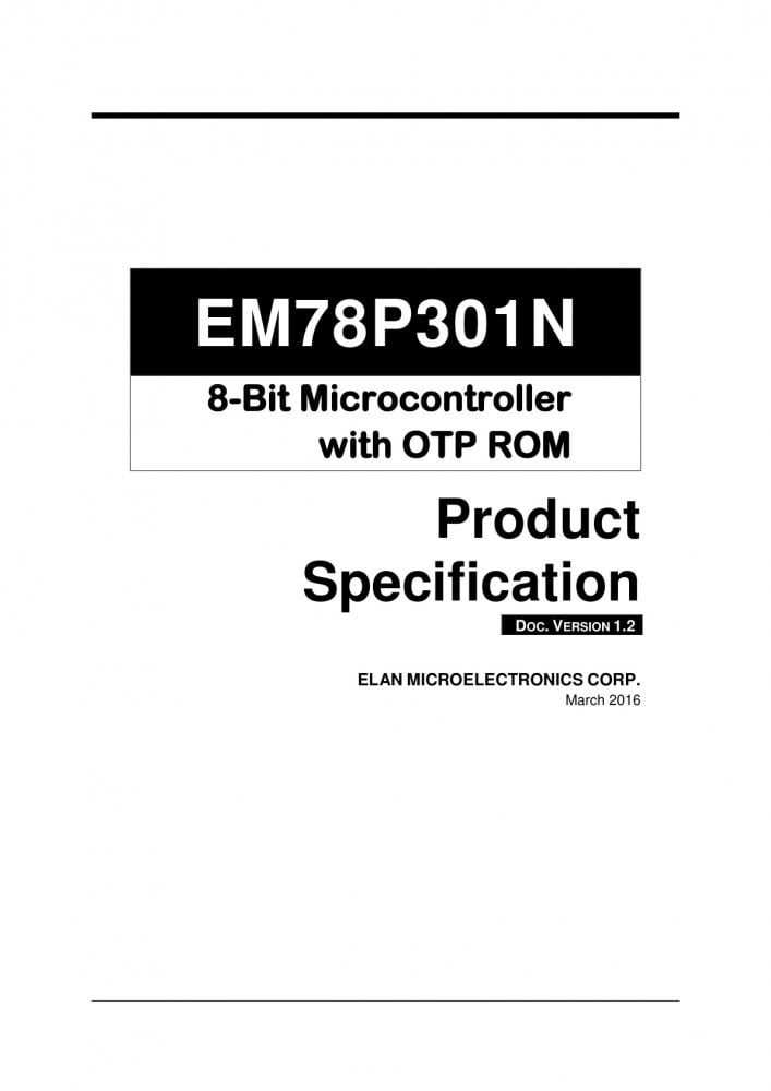EM78P301N datasheet page 1