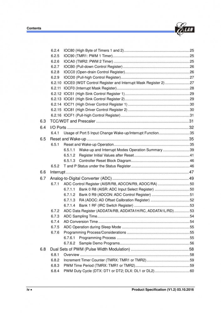 EM78P301N datasheet page 4