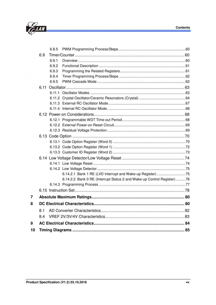 EM78P301N datasheet page 5