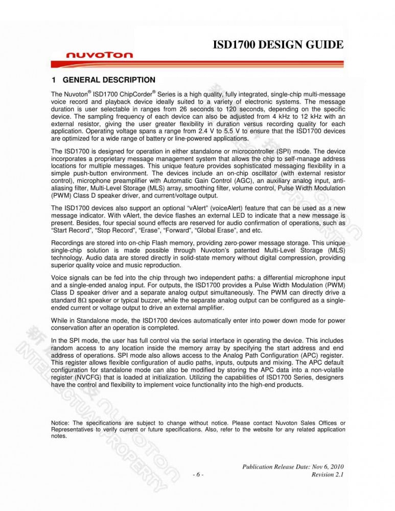 ISD1700 design guide page 6