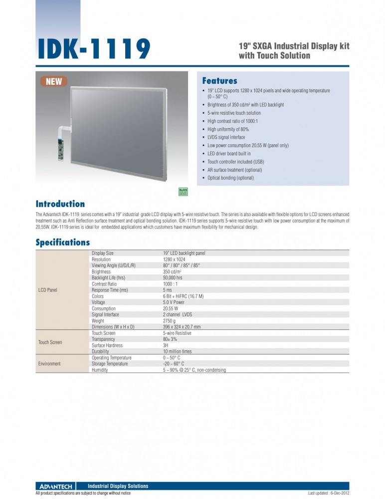 IDK-1119R-35SXA1E technical document page 1