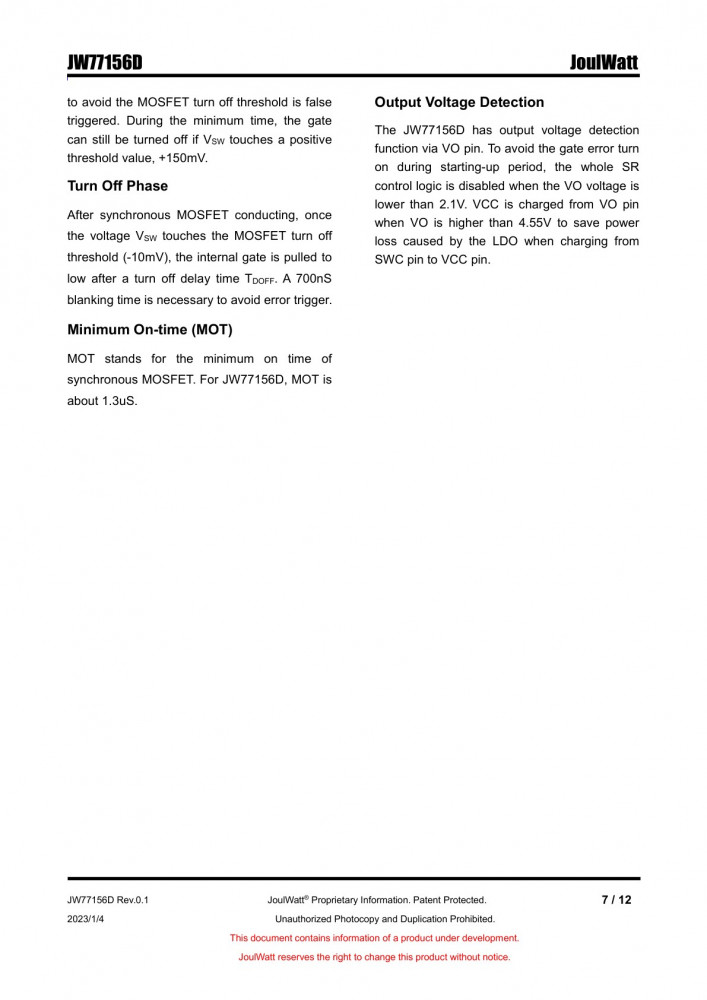 JW77156D datasheet page 7