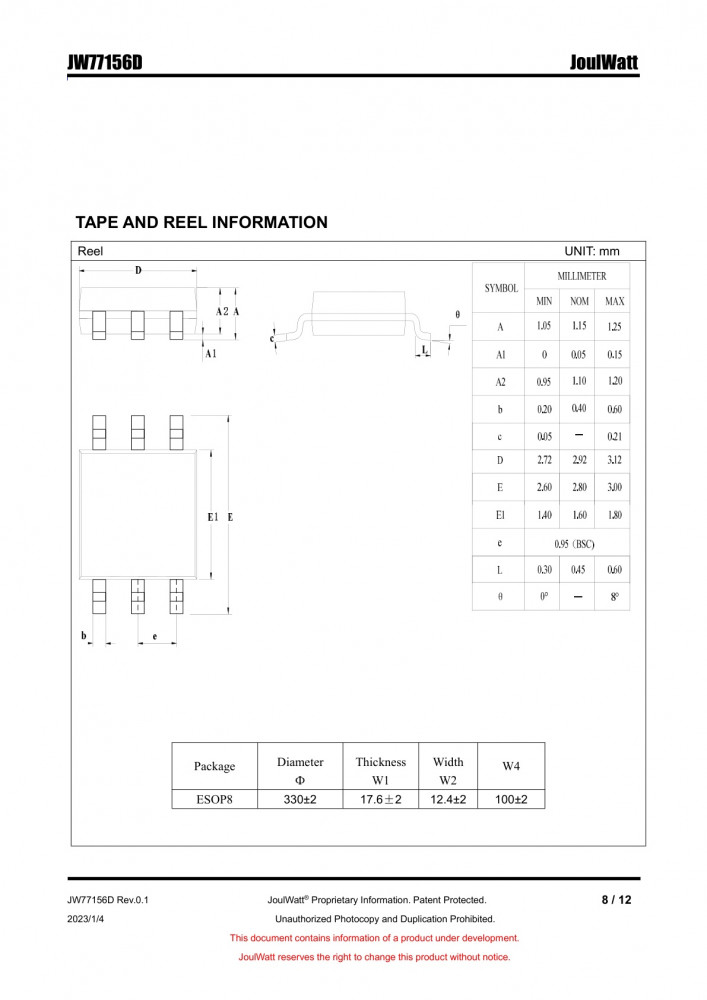 JW77156D datasheet page 8