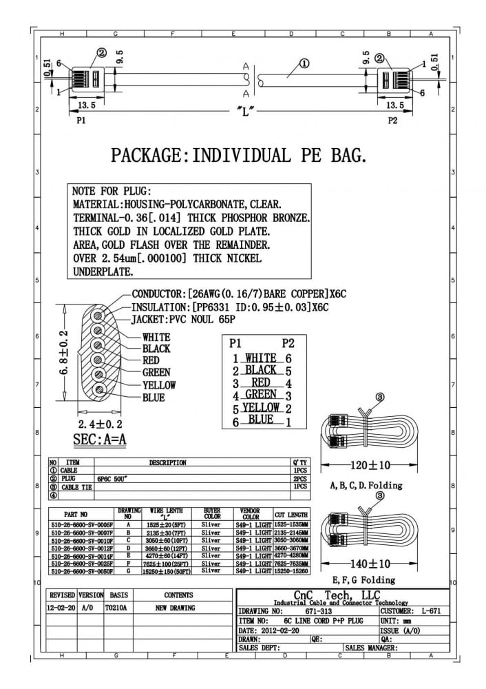 CNC Tech product drawing document page