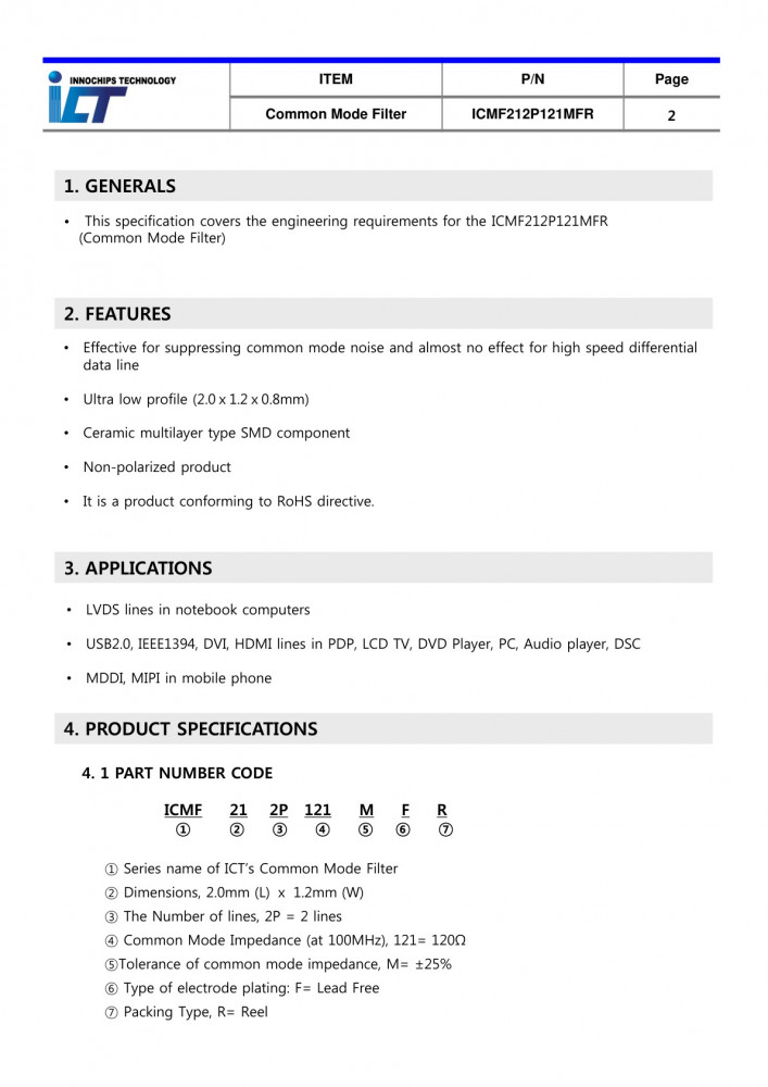 ICMF212P121MFR datasheet page 2