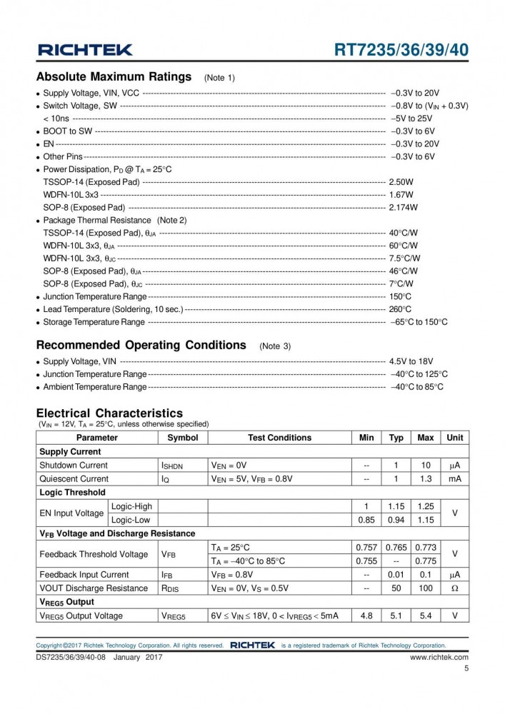 RT7240GSP technical document page 5