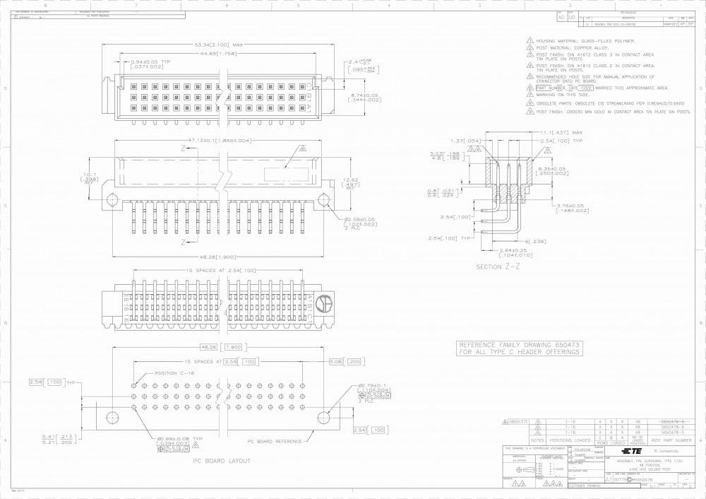 TE Connectivity 5650478 customer drawing preview