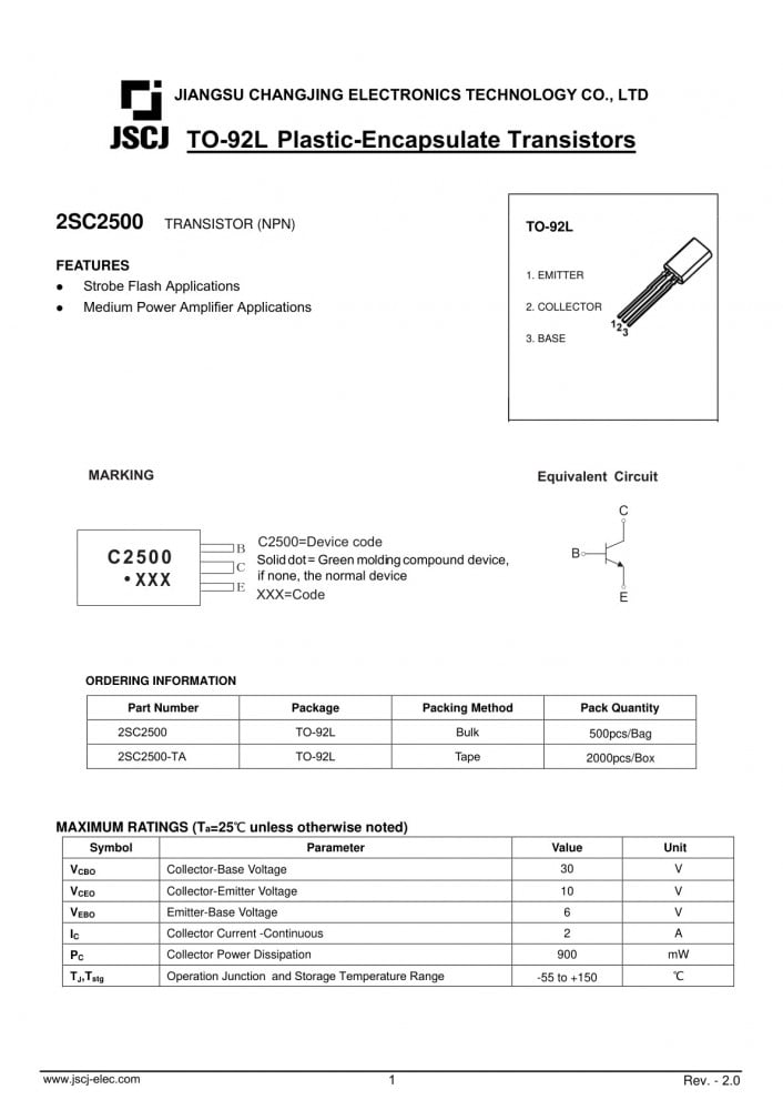 2SC2500 datasheet page 1