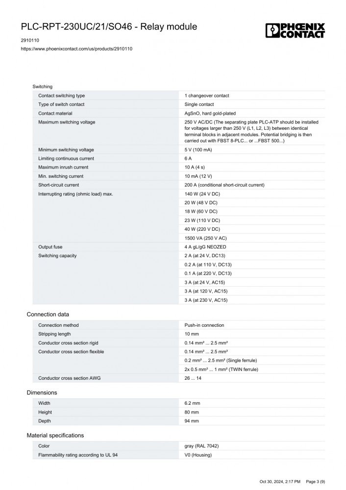 Phoenix Contact 2910110 technical document page 3