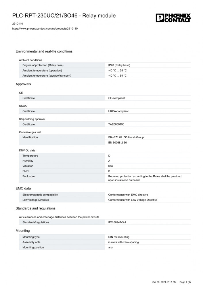 Phoenix Contact 2910110 technical document page 4