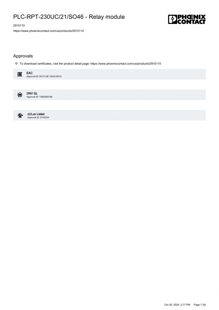Phoenix Contact 2910110 technical document page 7
