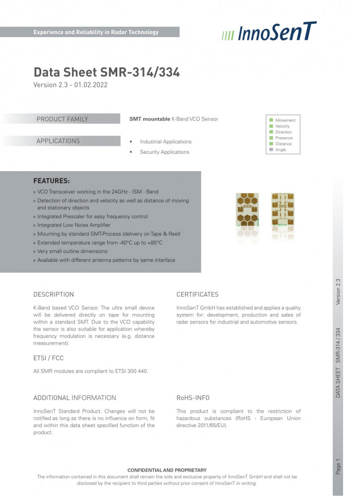 SMR-314/334 datasheet page 1