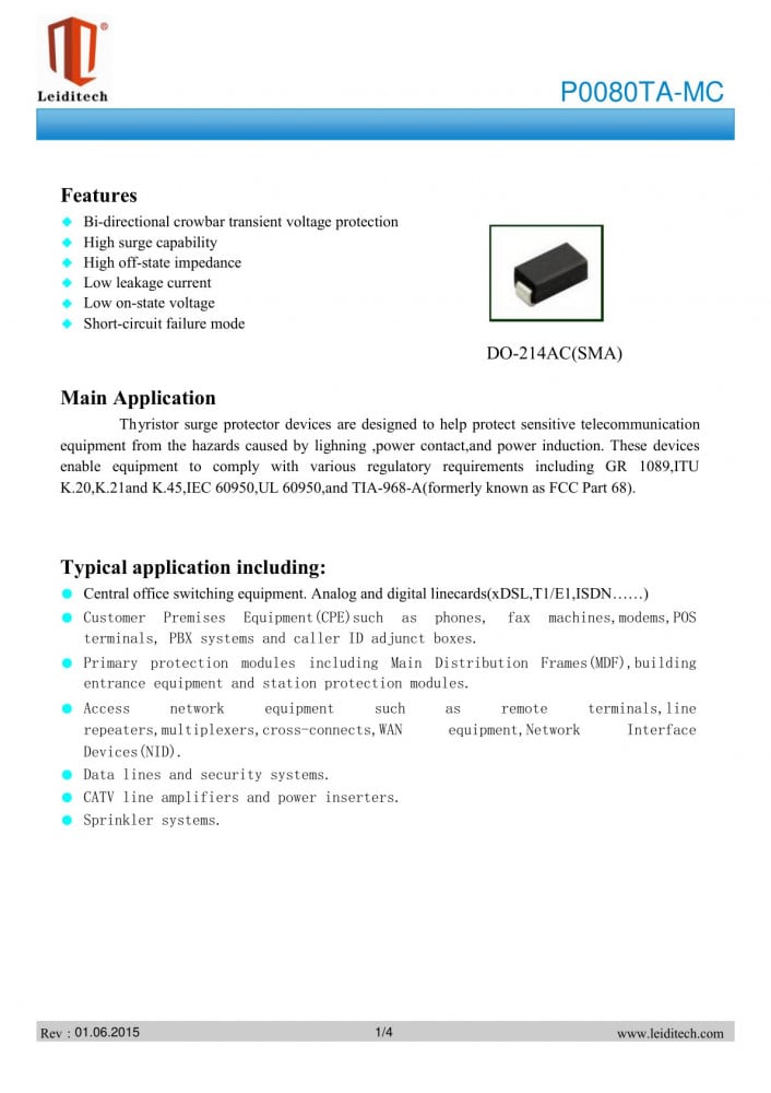 P0080TA-MC datasheet page 1