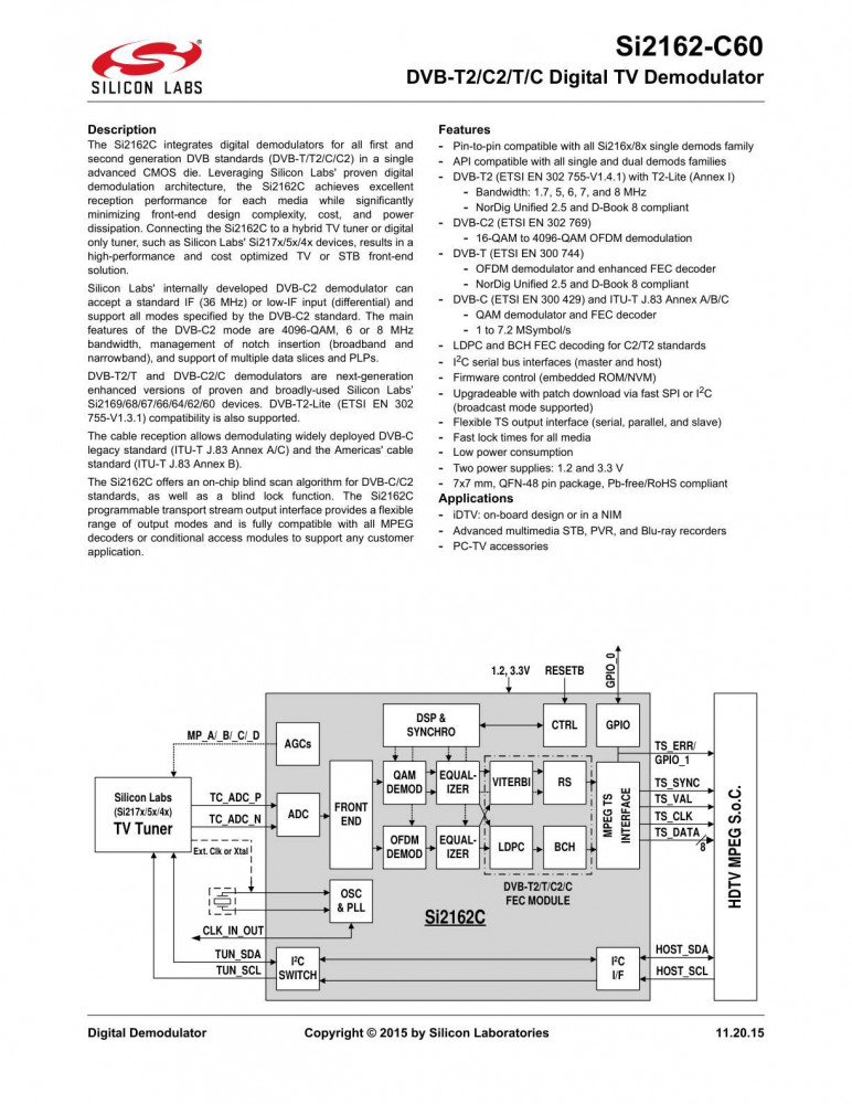 SI2162-C60-GMR technical document page 1