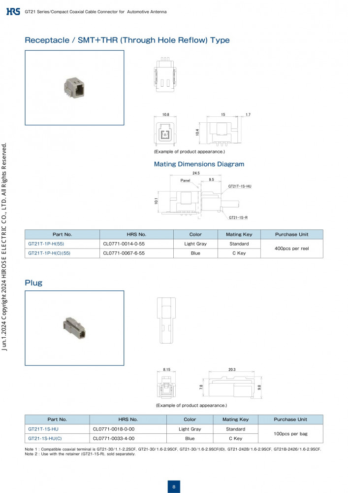 HRS GT21 series document page 8