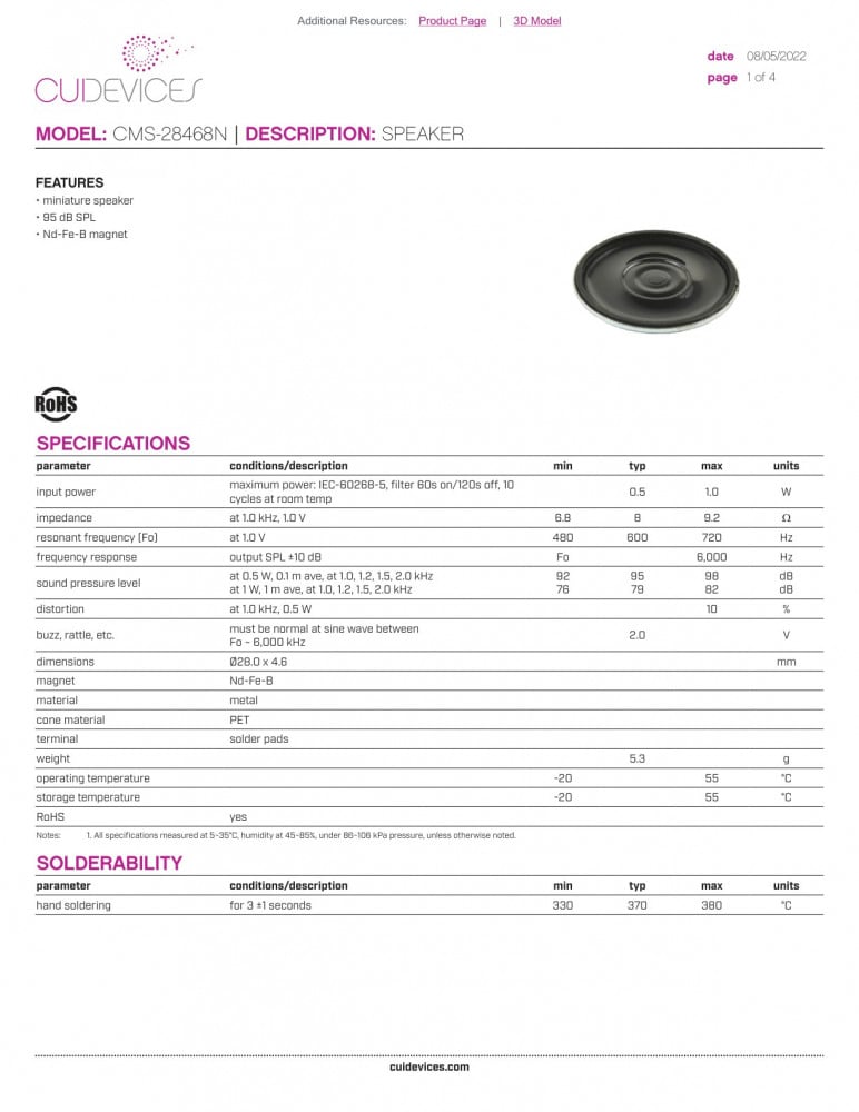 CMS-28468N datasheet page 1