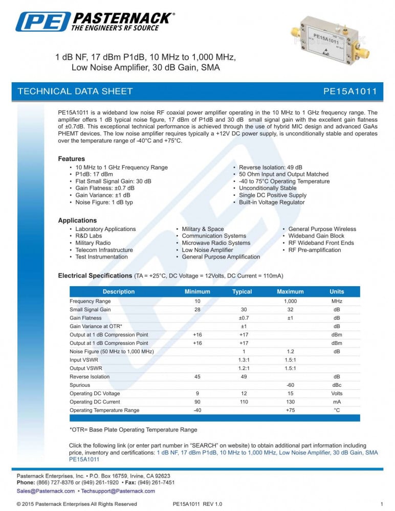 PE15A1011 datasheet page 1