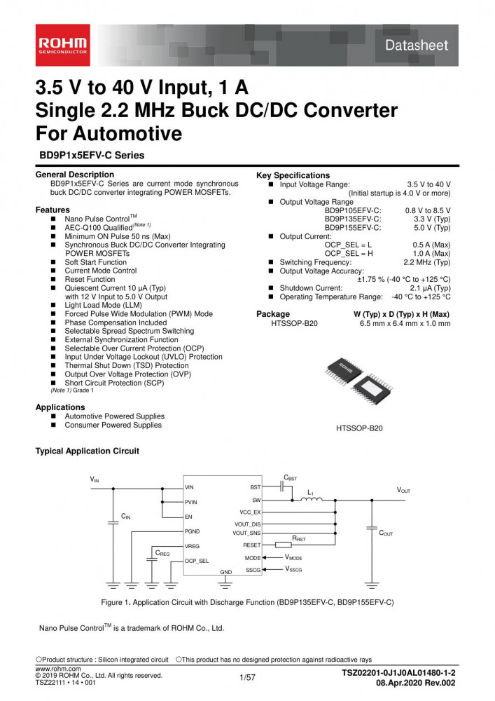 BD9P155EFV-CE2 technical document page 1