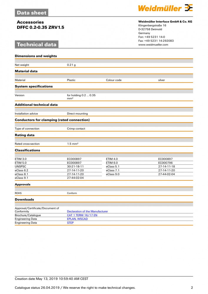 WEIDMULLER 1705310000 document page 2