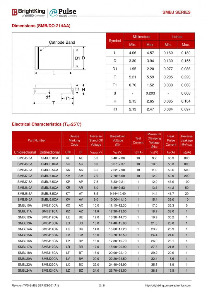 SMBJ6.5A datasheet page 2