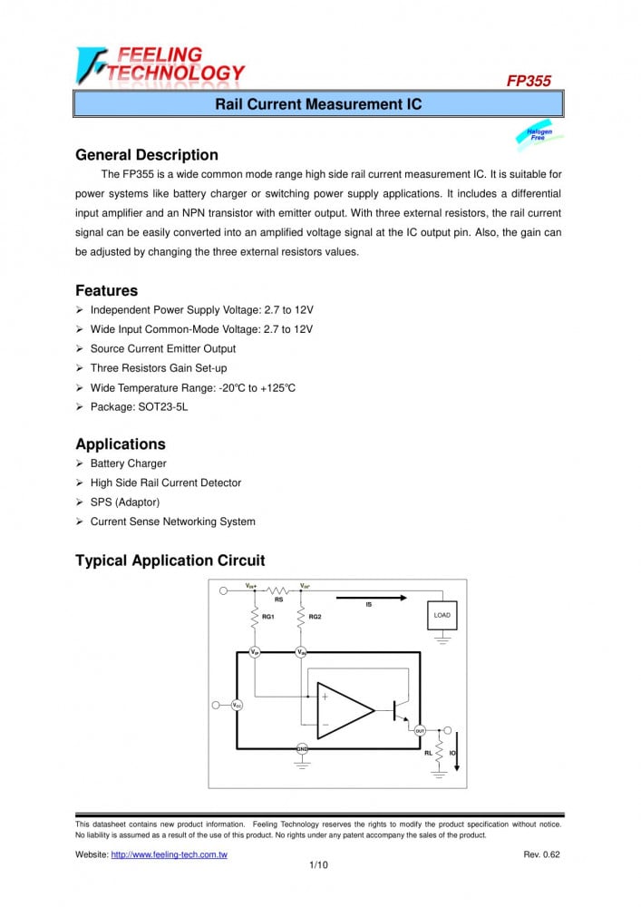 FP355 datasheet page 1