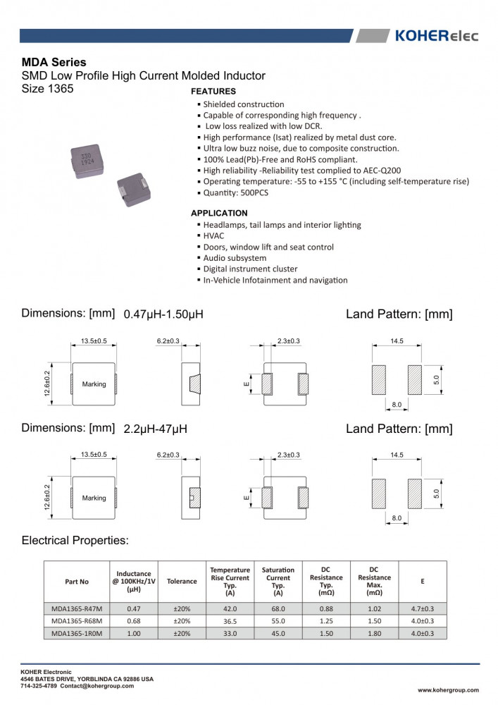 MDA1365-R47M datasheet page 1