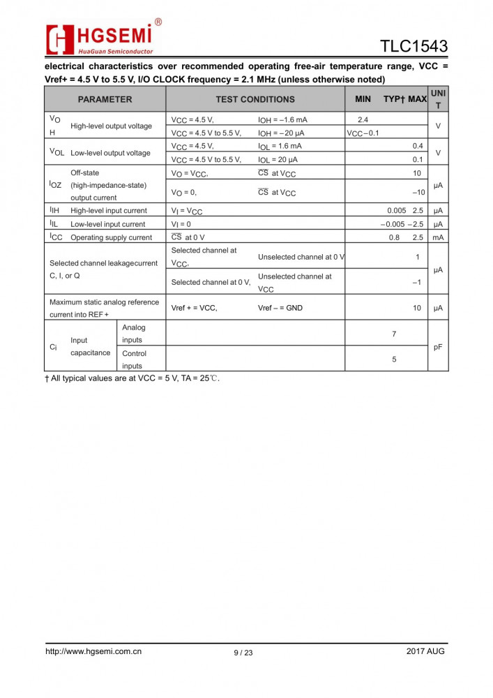TLC1543CN datasheet page 9