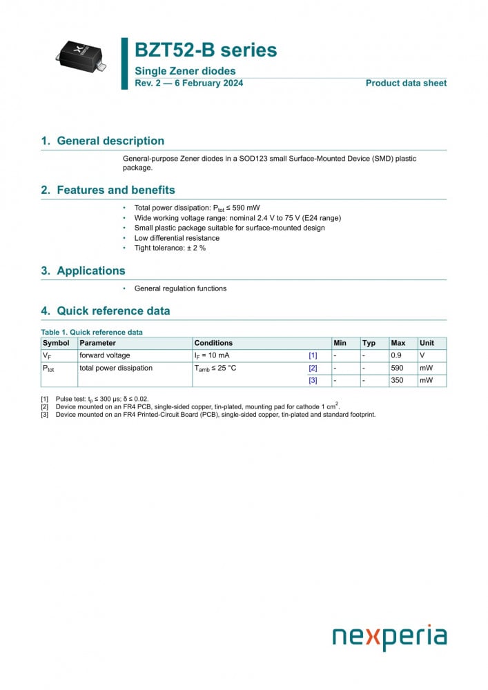 BZT52-B datasheet page 1