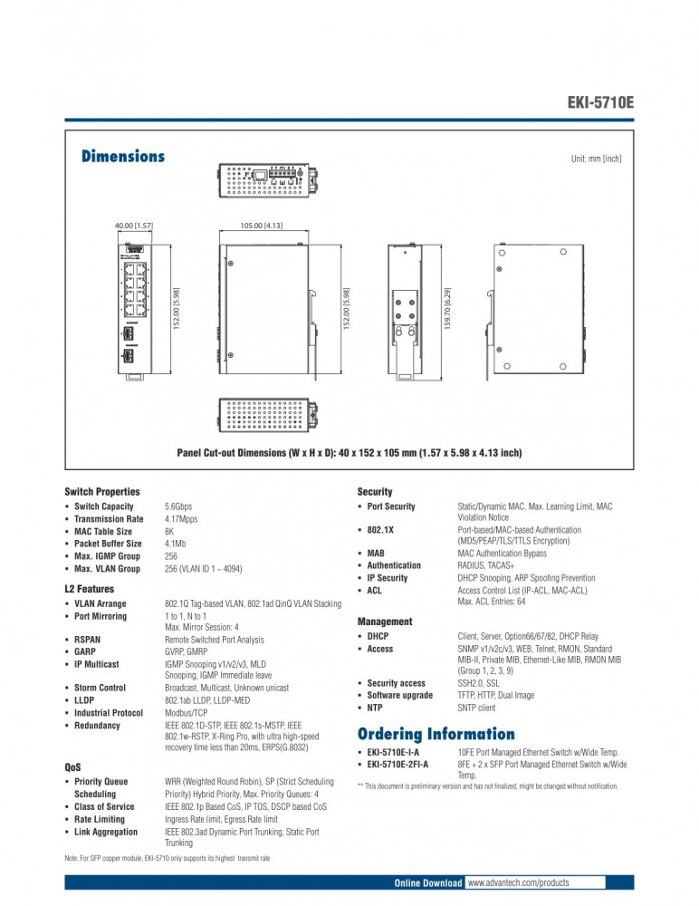 EKI-5710E product documentation page 2