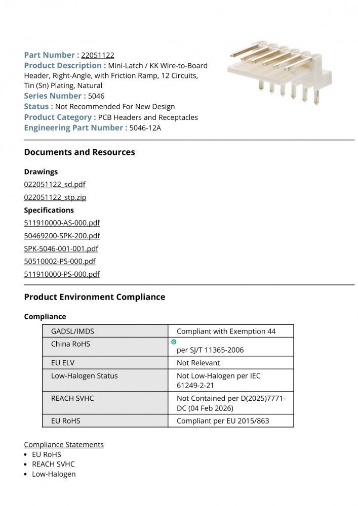 MOLEX 22051122 technical document image 1