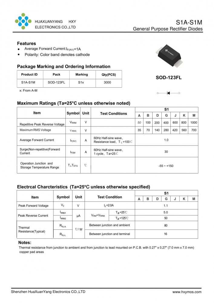 S1M datasheet page 1