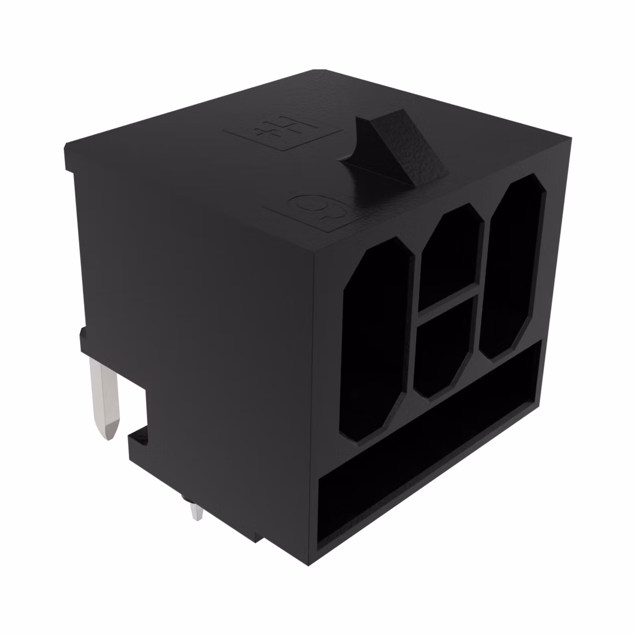 Micro-Fit+ OCP M-PIC 12V Right-Angle Header, Through Hole, 3.00mm Pitch, 3 Rows, 12 Circuits (6 Power, 6 Signal), 2.54mm Tail Length, Matte Tin (Sn) Plating, Black, Tape and Reel for sale