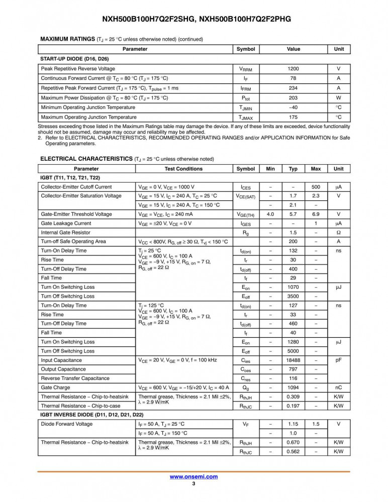 NXH500B100H7Q2F2SHG datasheet page 3