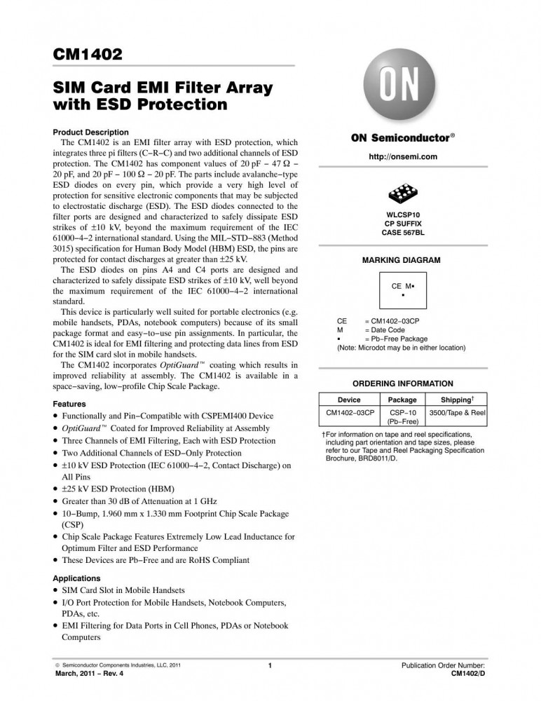 CM1402 datasheet page 1