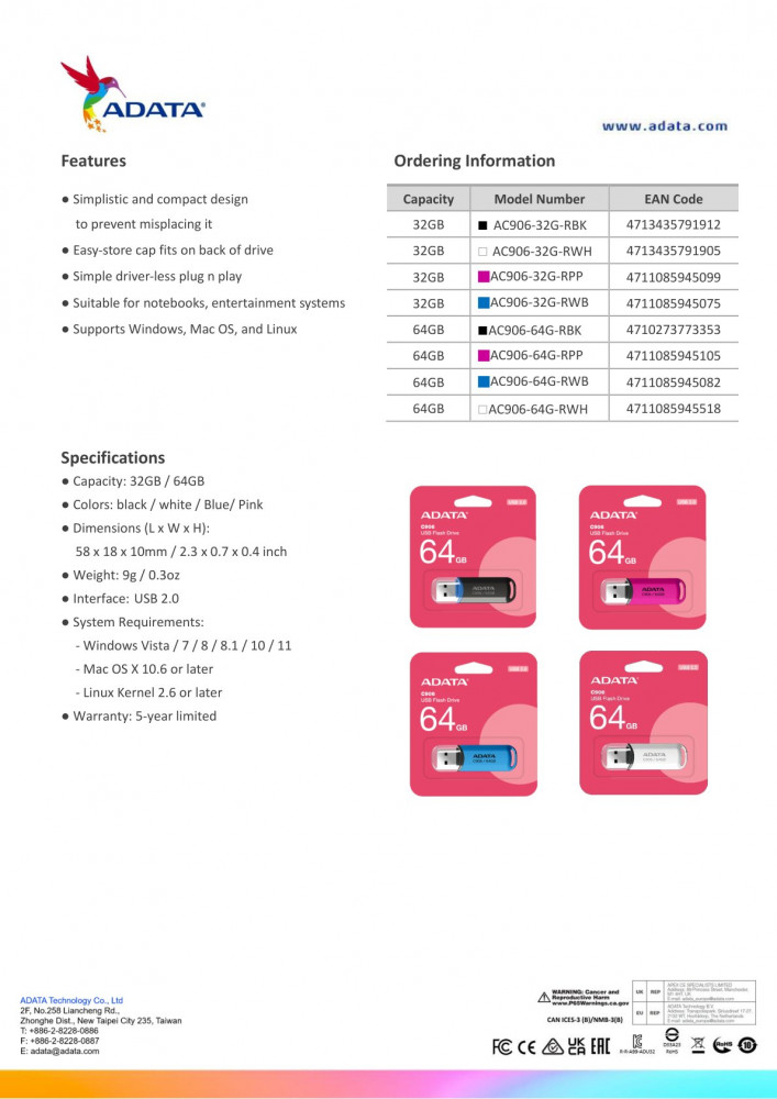 ADATA C906 product document, page 2