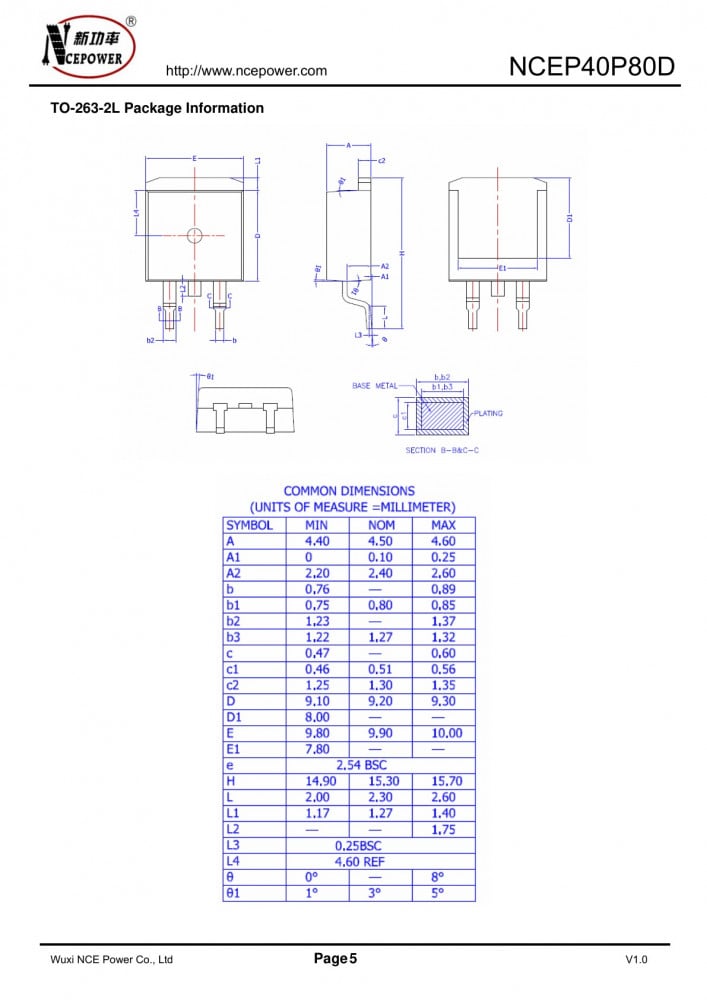 NCEP40P80D datasheet page 5