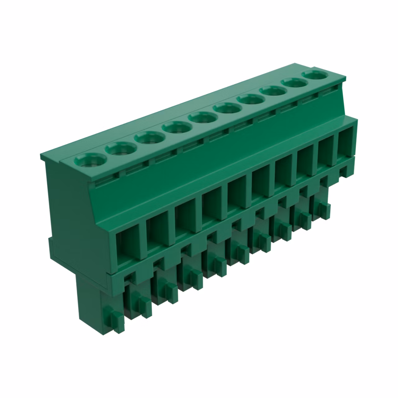 3.81mm Pitch Eurostyle Vertical Plug, with Standard Imprinting, Front Wire Entry, Green Housing, 10 Circuits for sale