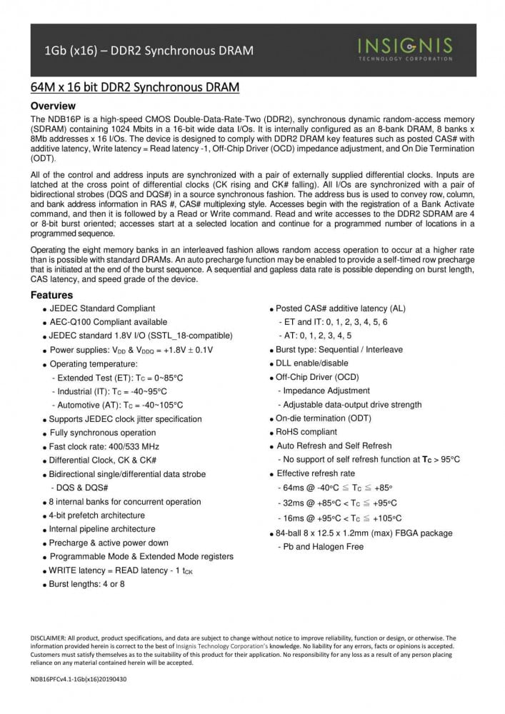 NDB16PFC-5EIT datasheet page 1