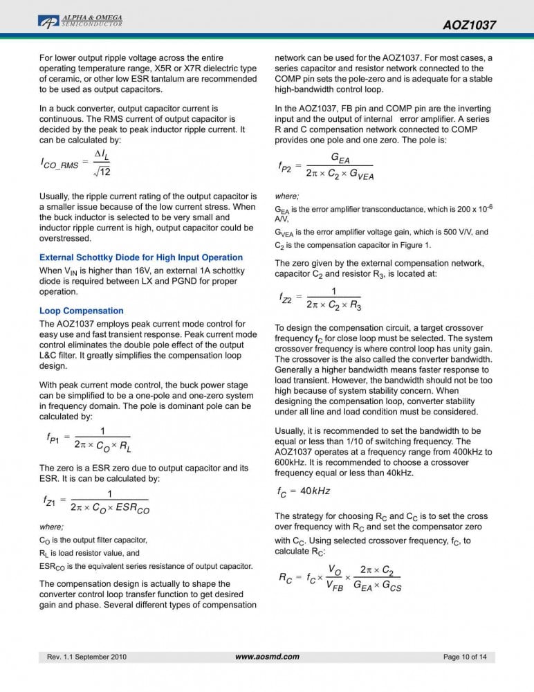 AOZ1037PI datasheet page 10