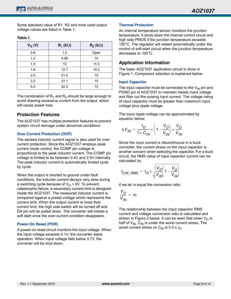 AOZ1037PI datasheet page 8