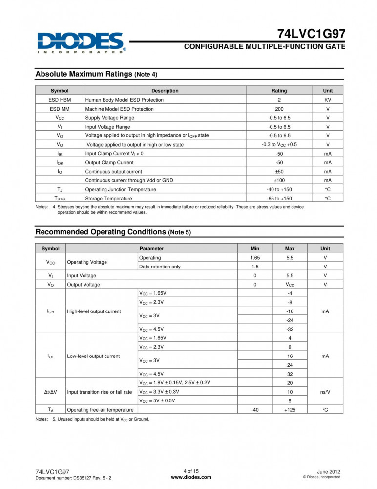 74LVC1G97W6-7 datasheet page 4