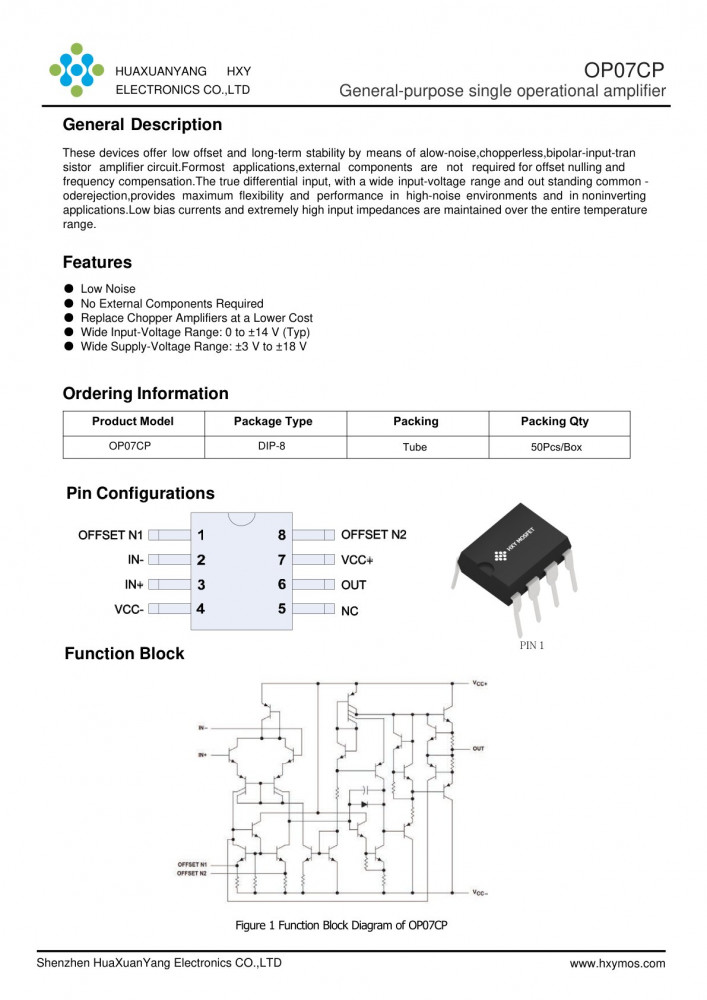 OP07CP-HXY datasheet page 1
